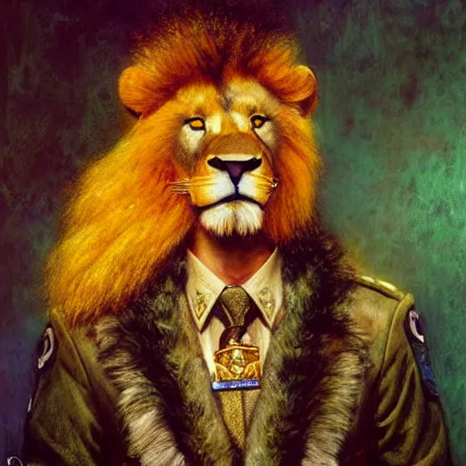 portrait of a male furry lion in a police uniform. | Stable Diffusion ...