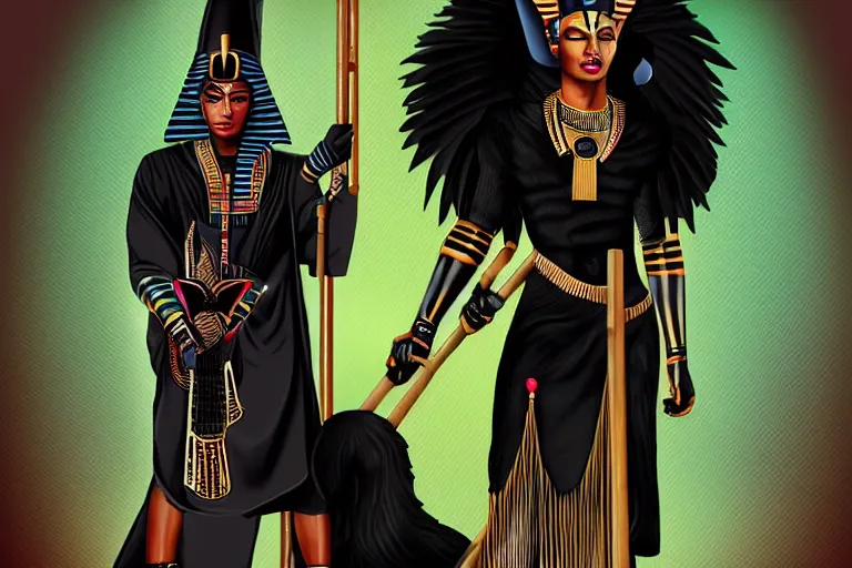 A black cat Pharaoh, wearing an Egyptian attire and a | Stable Diffusion | OpenArt