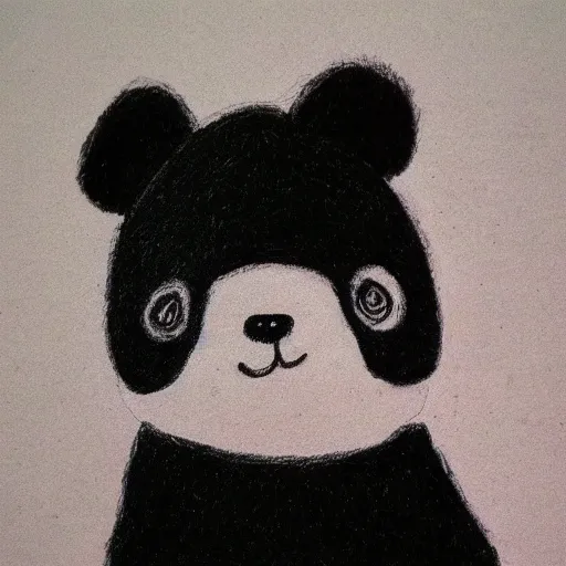 a childrens crayon drawing of a sad chibi panda bear | Stable Diffusion ...