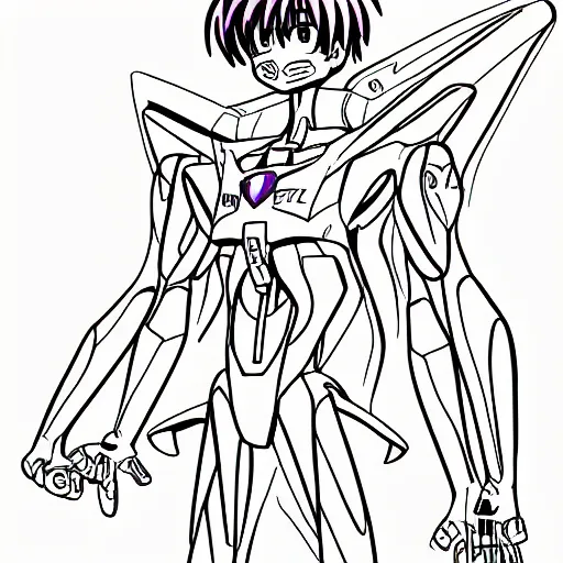 a lineart drawing of eva - 0 1 from evangelion, neon | Stable Diffusion ...
