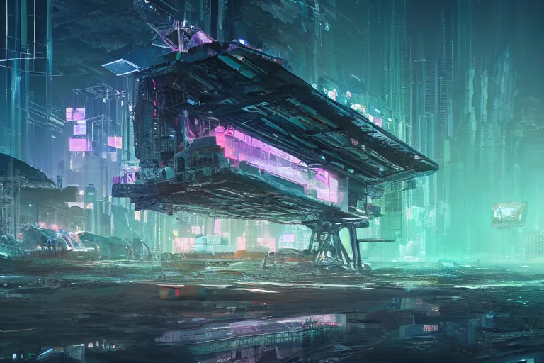 a triangular portal structure built out of scrap and | Stable Diffusion ...