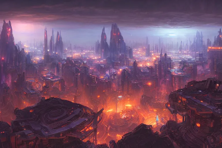 an epic landscape view of a sprawling science fiction | Stable ...