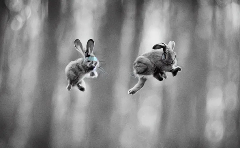 rabbit jumpnig, in motion, blur, action, house in the | Stable ...