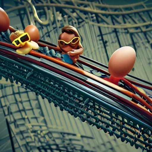 eggs having fun on roller coaster, wearing sunglasses | Stable ...