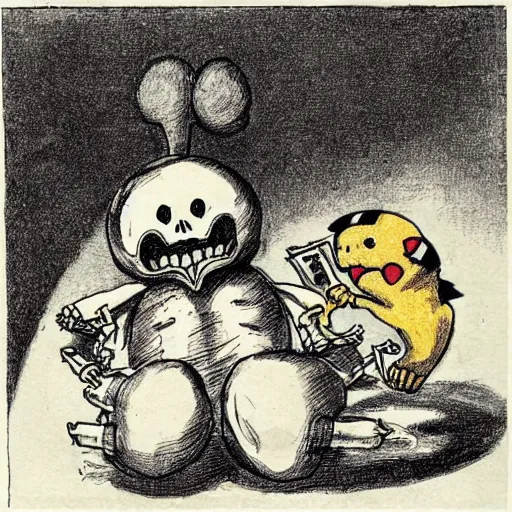 Skeleton Pikachu, Pokemon skeleton in the style of | Stable Diffusion