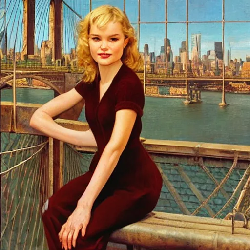 tuesday weld visits the brooklyn bridge by francine | Stable Diffusion ...
