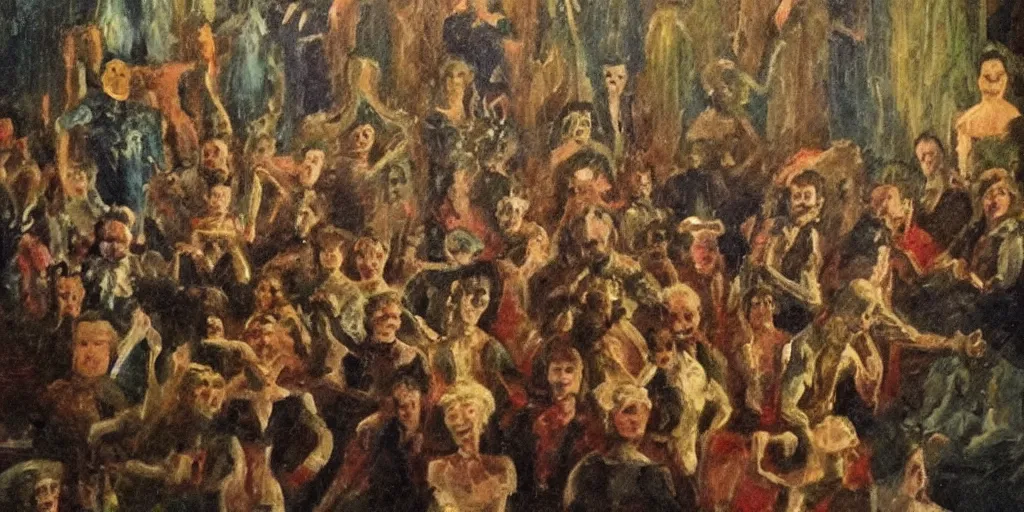 a seated audience full of tall terrifying aliens at | Stable Diffusion ...