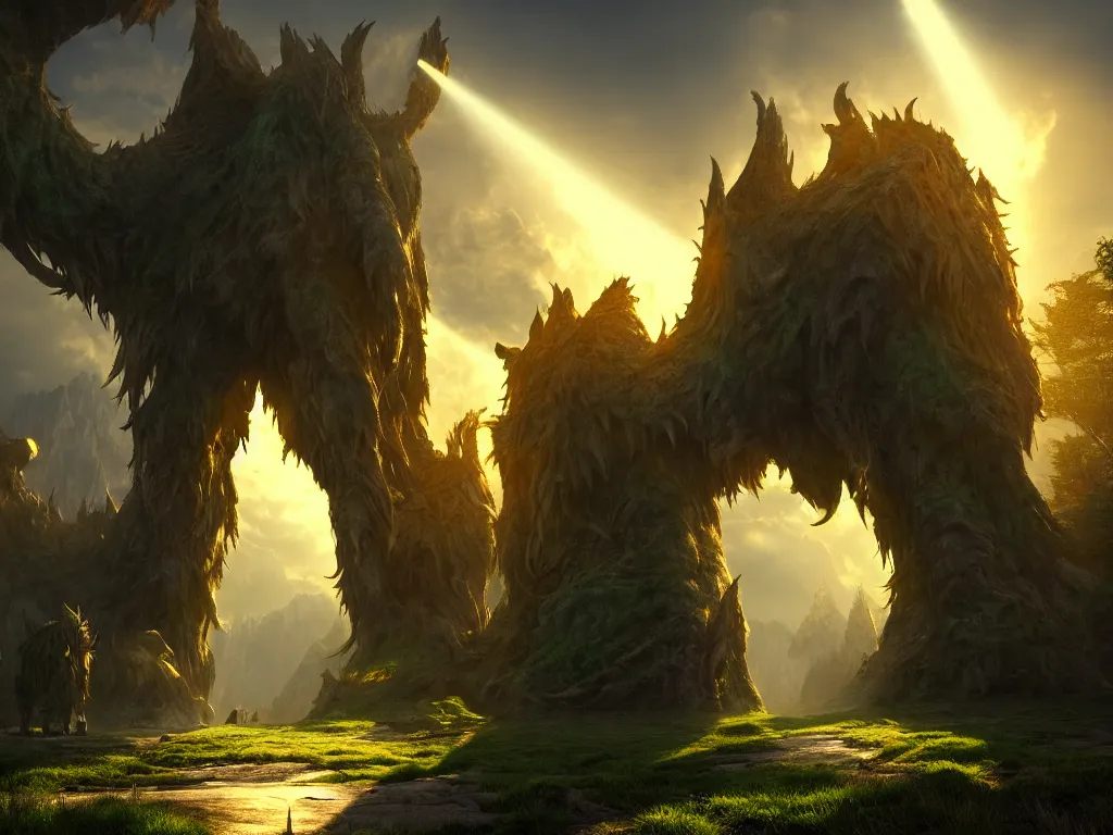 the gates of the utopia dimension with two giants | Stable Diffusion ...