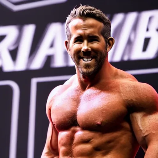 Ryan Reynolds as a bodybuilder wearing a suit, 4k hd | Stable Diffusion