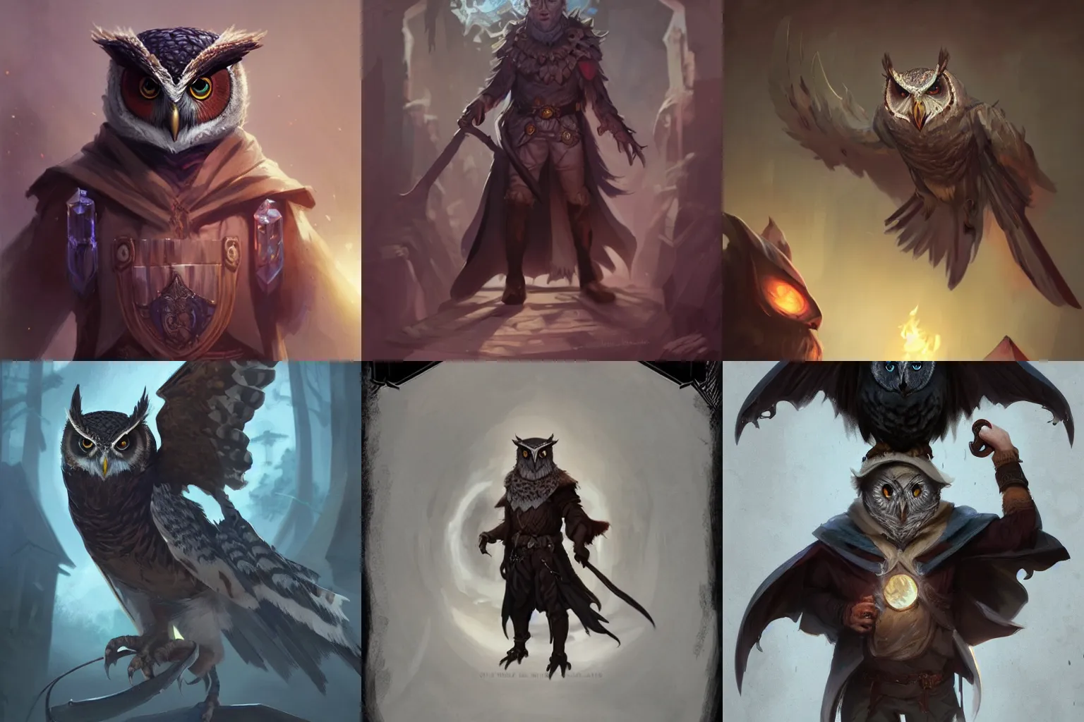 Steps 100 A DnD Character Card Of A Owl Man Who Is Stable Diffusion