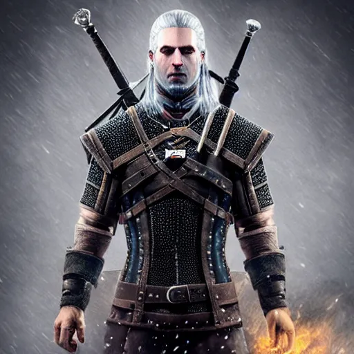a digital painting of the witcher holding a birthday | Stable Diffusion