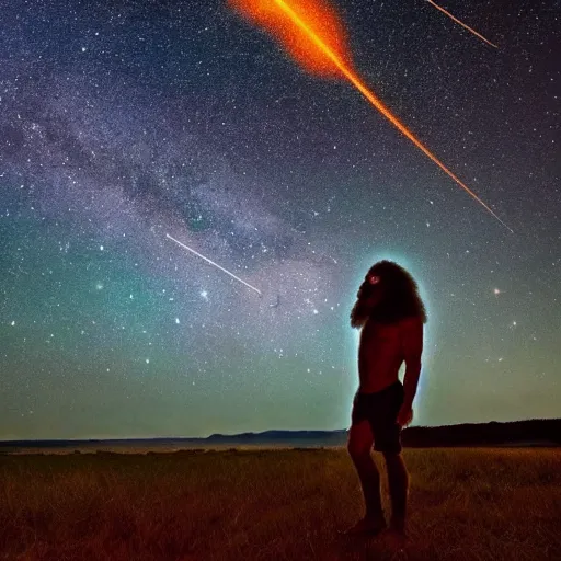 caveman looking at meteor shower | Stable Diffusion | OpenArt
