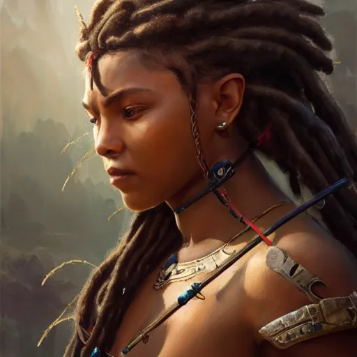 a strong, dark-skinned mesopotamian young archer girl | Stable Diffusion