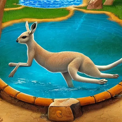 kangaroo in a pool, medieval art, artstation | Stable Diffusion | OpenArt