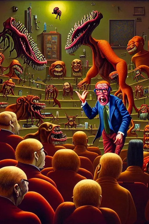 a hyperrealistic painting of a mad professor lecturing | Stable ...