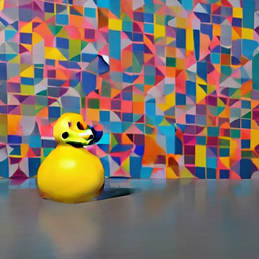 one photorealistic rubber duck on a pedestal in an art | Stable ...