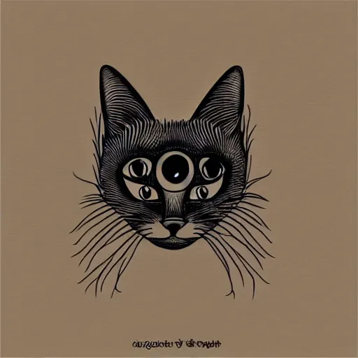 tattoo sketch of a one eye cat, fern backgraund, | Stable Diffusion ...