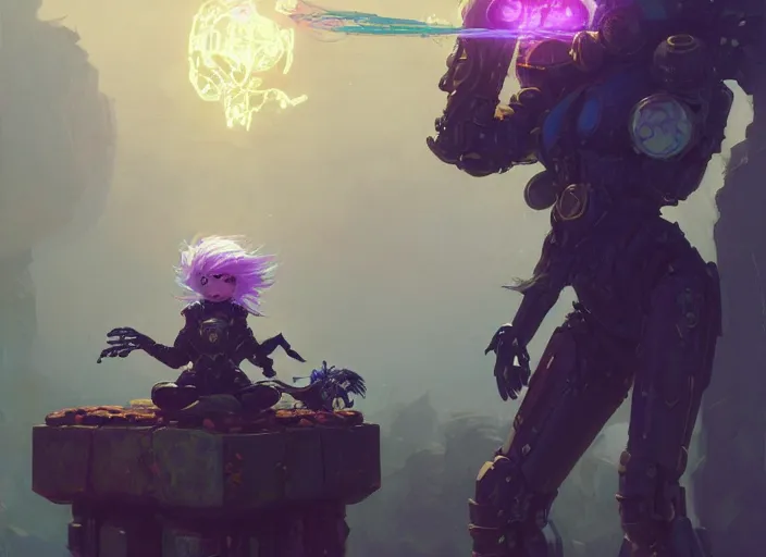 wide view picture of a mech armor witch, sitting on | Stable Diffusion ...