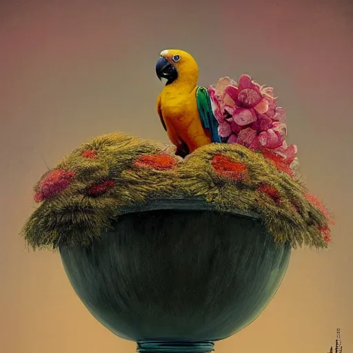 long shot of a very fluffy parrot chick nesting in a | Stable Diffusion ...