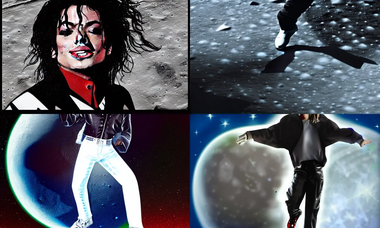 close up of Michael Jackson moonwalking on the moon, | Stable Diffusion ...