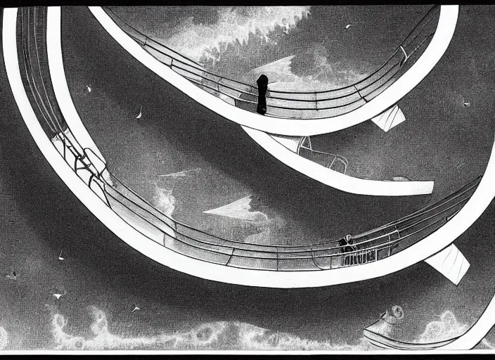 stairs to infinity built in the ocean, painting by mc | Stable ...