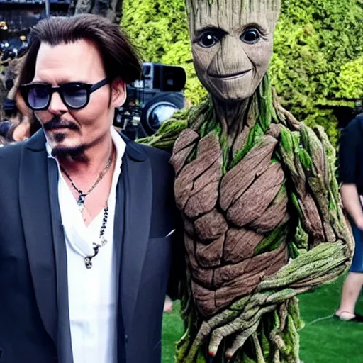 I am groot walking together with Johnny Depp | Stable Diffusion | OpenArt
