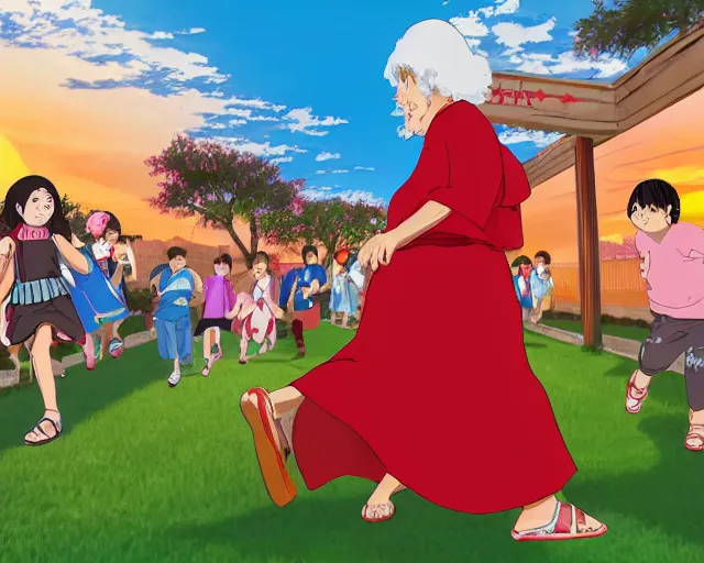 Hispanic Granny In A Red MuMu Throwing A Slide Sandal | Stable ...