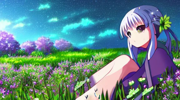 Chaika sitting in a field of Ghibli Clover | Big Moon | Stable ...