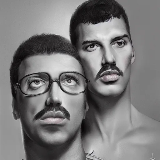 wide - angle shot of egor letov and freddy mercury, | Stable Diffusion | OpenArt