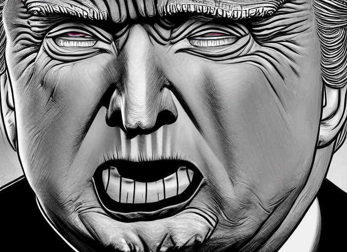 wideangle!! comic style portrait shot of donald trump | Stable ...