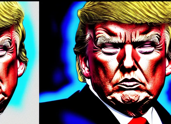 wideangle!! comic style portrait shot of donald trump | Stable ...