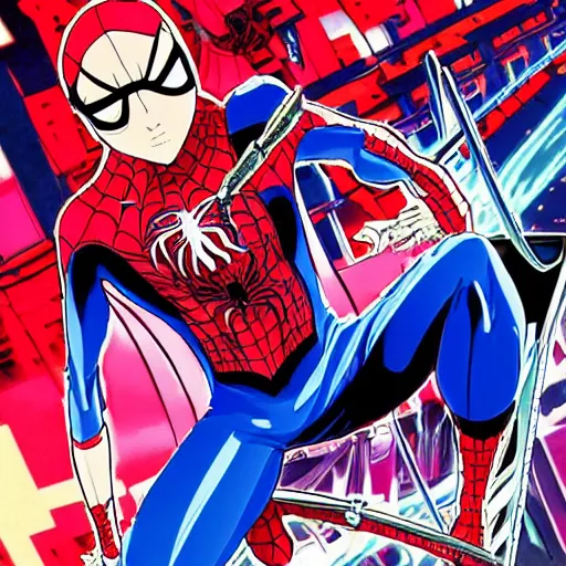 Anime key visual of Cyberpunk ninja Spider-Man in a | Stable Diffusion ...