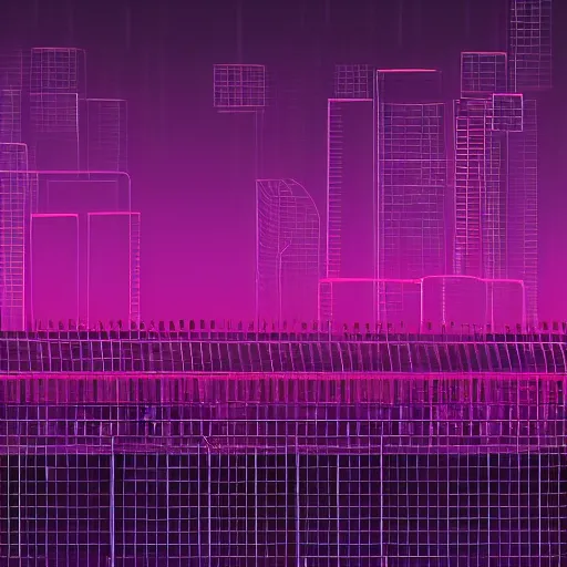 pink wireframe cyberpunk ocean over neon mountain range | Stable ...