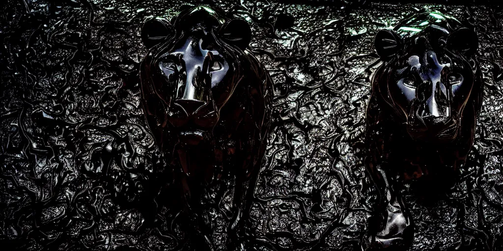 the black lioness made of tar, dripping tar, dripping | Stable ...