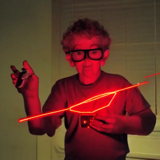 johnny 5 eyes glow red, shooting lazers into grandma | Stable Diffusion ...