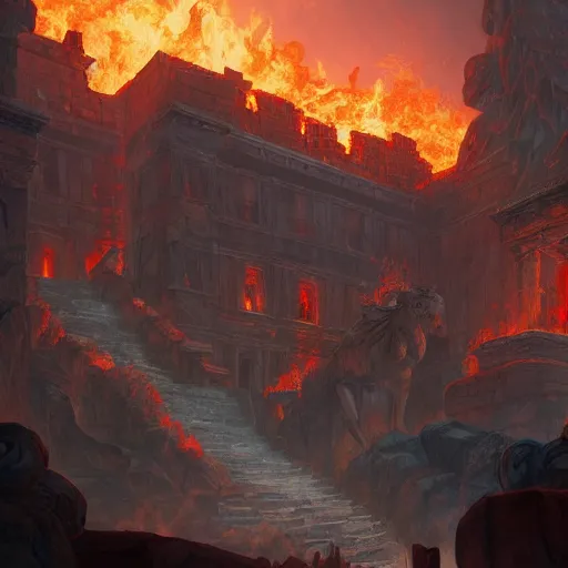 ancient greece inferno scene, magical atmosphere, by | Stable Diffusion