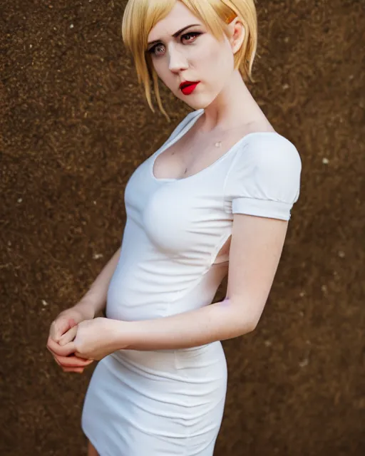 2 8 mm portrait of cute emily skinner cosplaying annie | Stable Diffusion