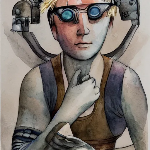 detailed watercolor of square - jawed emotionless | Stable Diffusion ...