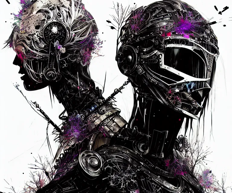 gothic mute hybrid cyborg warrior girl wearing cybor | Stable Diffusion