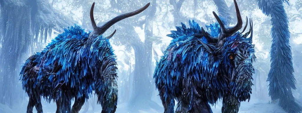 large sabretooth mammoth moose hybrid with shiny blue | Stable ...