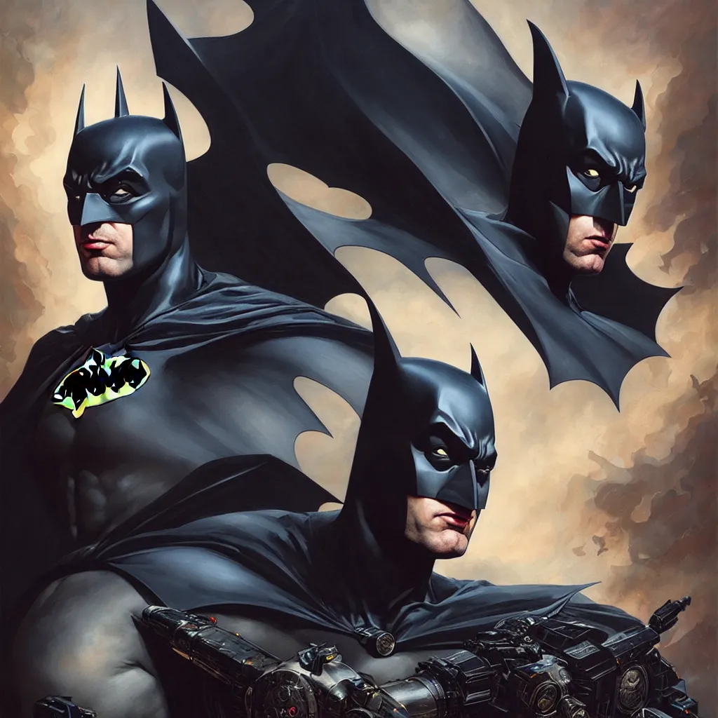 a portrait of batman standing with the batmobile by | Stable Diffusion ...