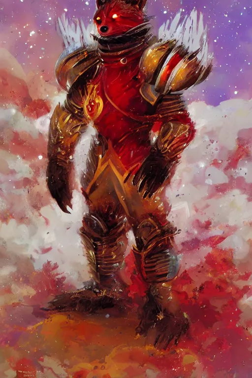 a cosmic furry fox knight in crimson armor in the | Stable Diffusion ...