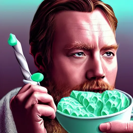Obi-Wan Kenobi eating a mint choc chip ice cream, 8k | Stable Diffusion ...