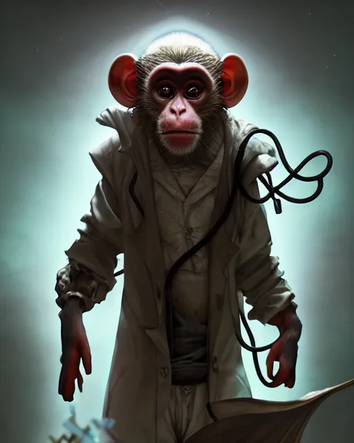 Monkey Mad Scientist, Experiment in Laboratory, | Stable Diffusion ...