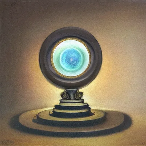 in the center lays an ancient chromed artifact in the | Stable ...