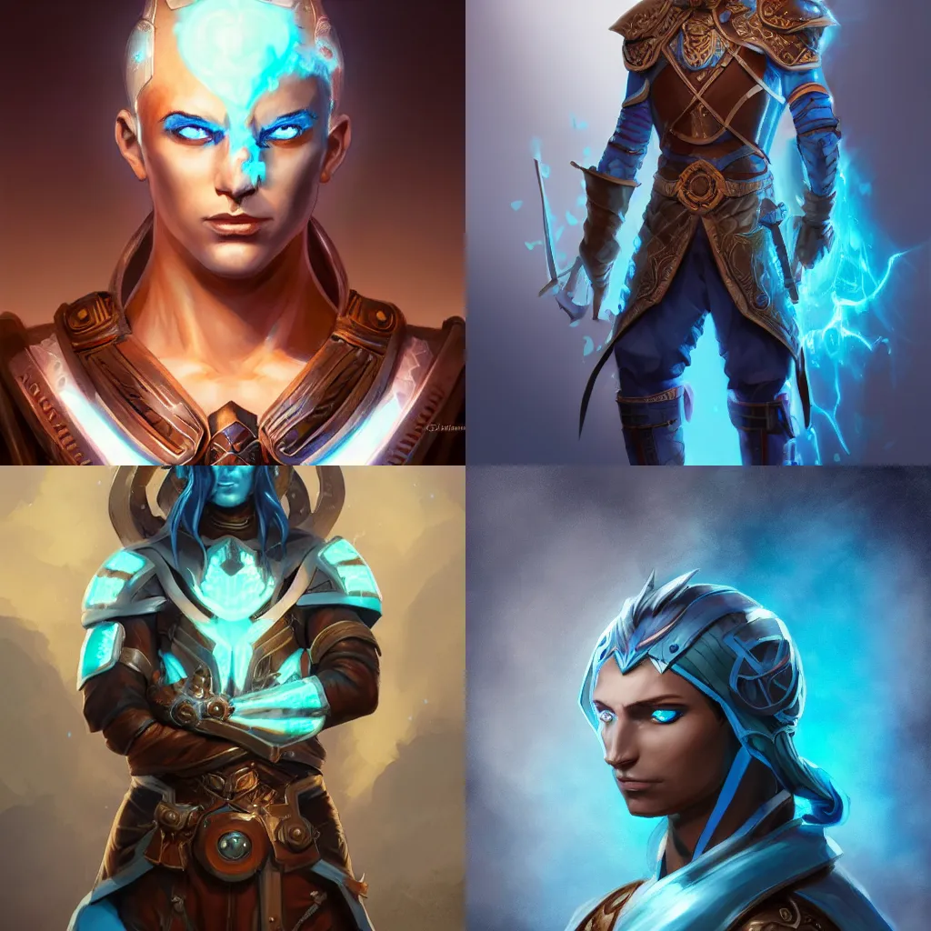 young battle mage, brilliant royal blue, flames | Stable Diffusion ...