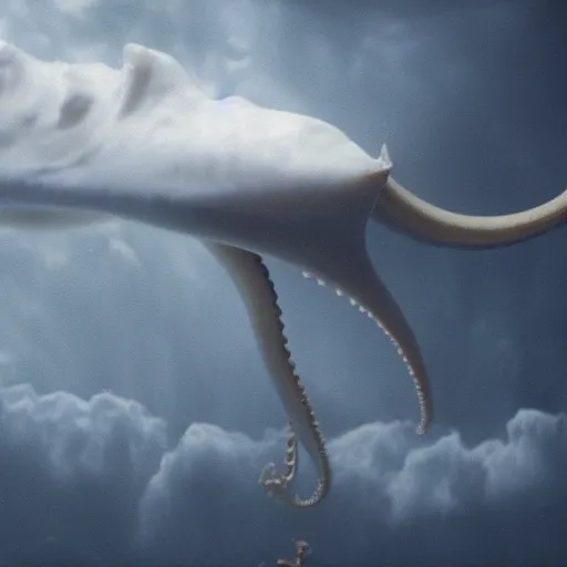 a giant squid octopus chimea hanging from the clouds, | Stable Diffusion | OpenArt