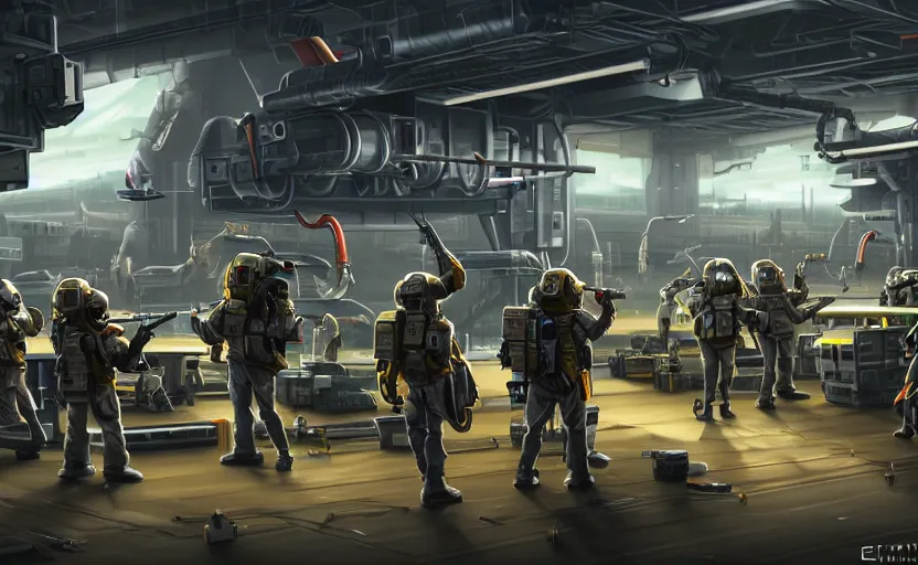 epic scenic shot, highly detailed weapons laboratory, | Stable ...