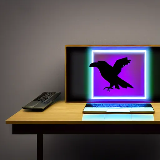a still of a raven hacking a computer, led lights, | Stable Diffusion ...
