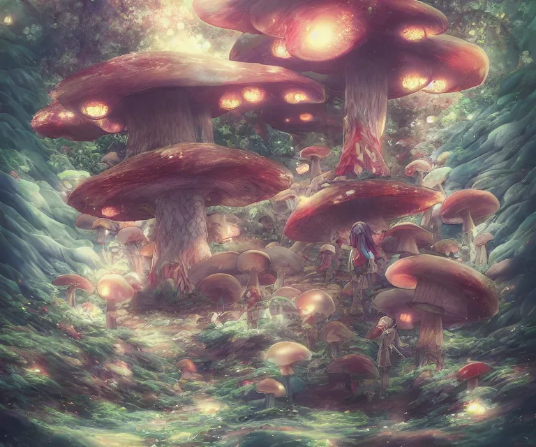 mushroom, anime fantasy illustration by tomoyuki | Stable Diffusion